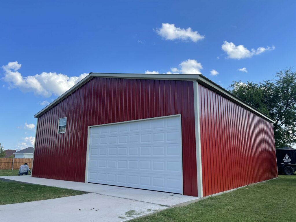 MB8-35x35 Barn Red Metal Building | WolfSteel Buildings